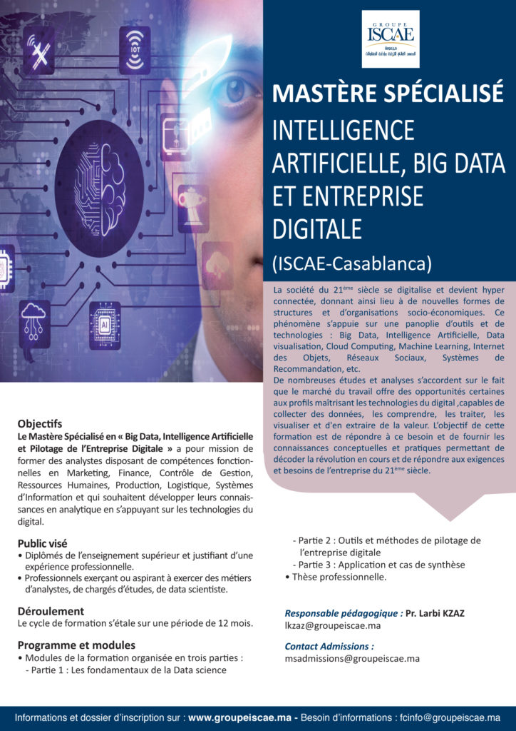 Big data, Intelligence Artificielle & Entreprise Digitale (ISCAE-CASA) – GROUPE ISCAE