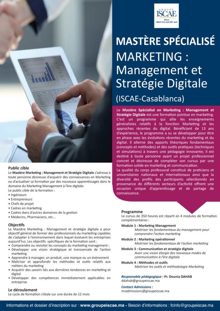 Marketing: Management et Stratégie Digitale (ISCAE-CASA) – GROUPE ISCAE